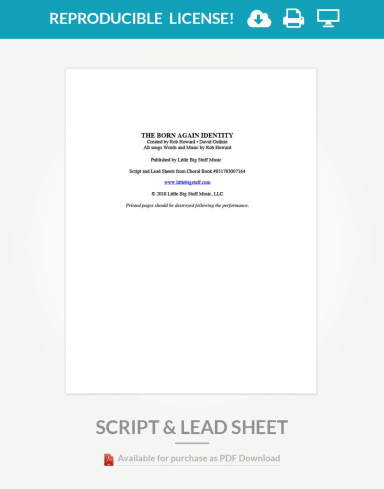 The Born Again Identity Reproducible Script & Lead Sheets – Little Big ...