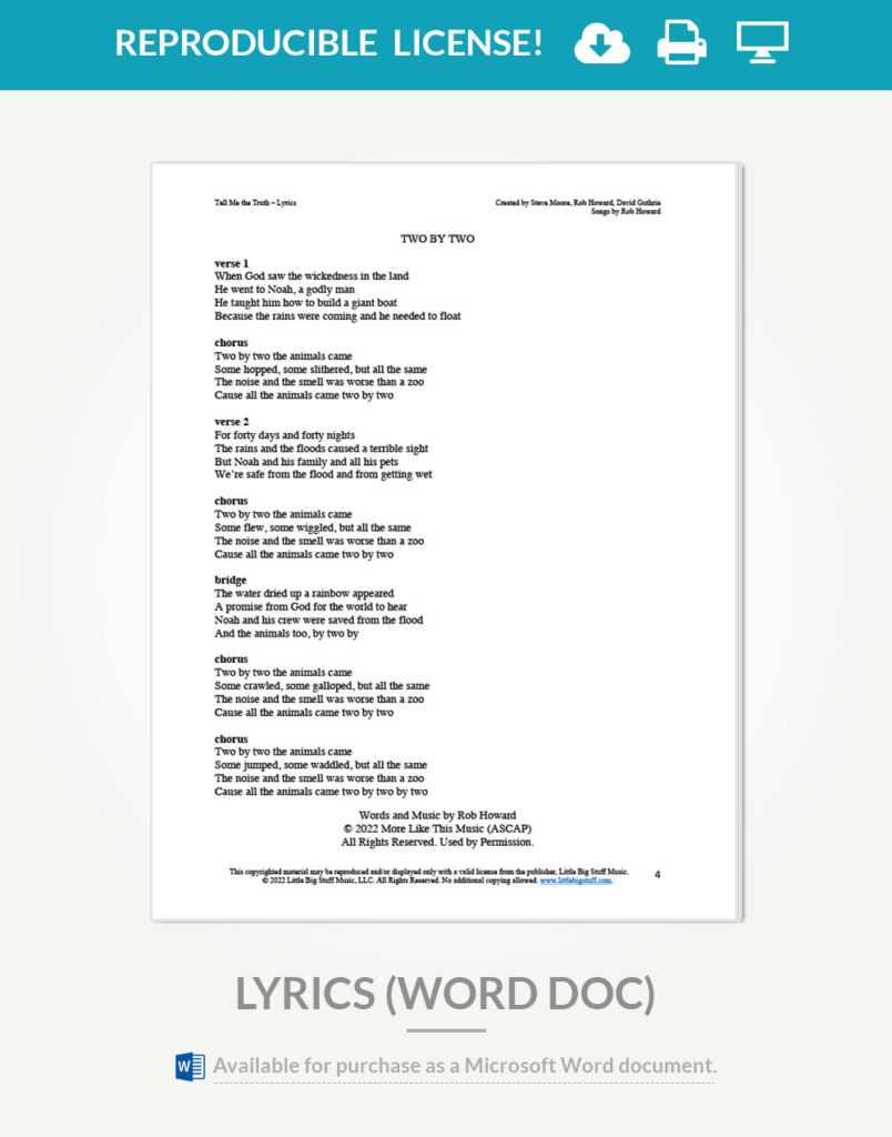 Tell Me the Truth Reproducible Script & Lyrics – Little Big Stuff